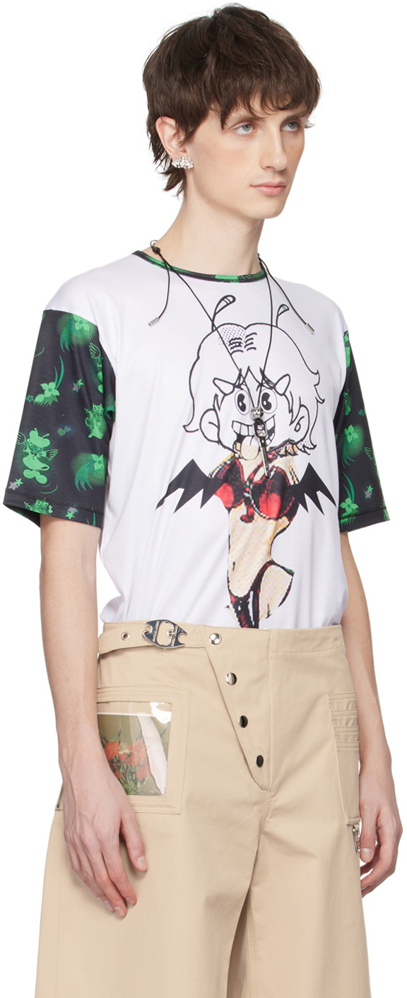Chopova Lowena White Bat Girl Pin Up T-Shirt Chopova Lowena