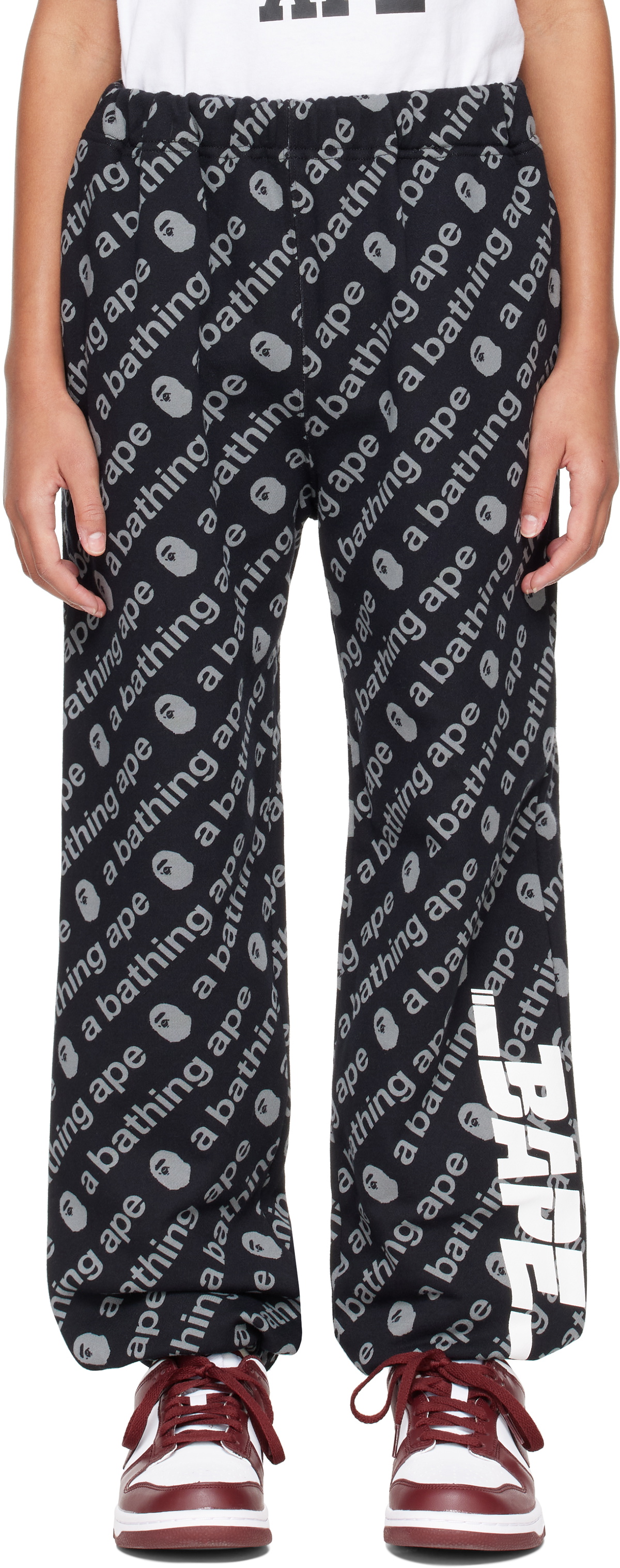 BAPE Kids Black BAPE Line Sweatpants A Bathing Ape
