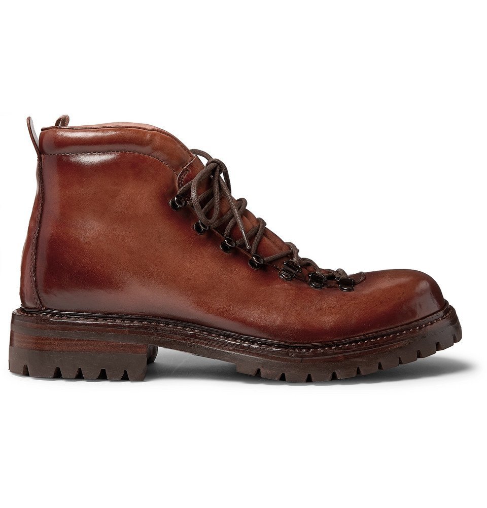 Officine Creative - Manchester Shearling-Lined Grained Leather Hiking ...
