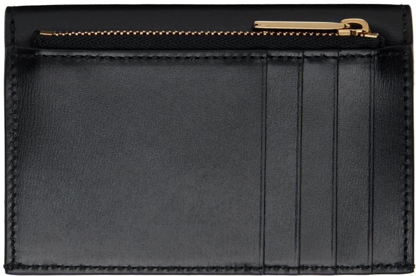 Ferragamo Black Asymmetrical Flap Credit Card Holder Salvatore Ferragamo