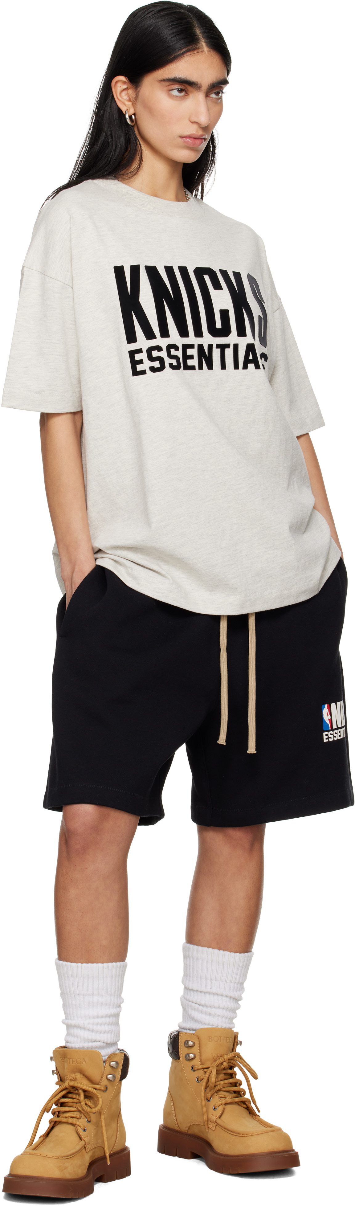 Fear of God ESSENTIALS Gray NBA Knicks Short Sleeve T-shirt Fear Of God ...