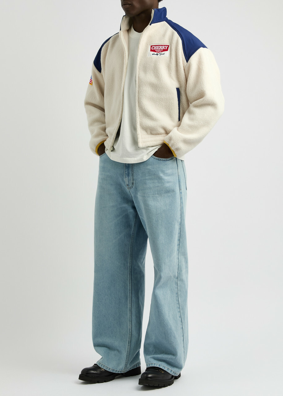 Cherry LA Racing Zip Panelled Fleece Jacket Navy CHERRY LA