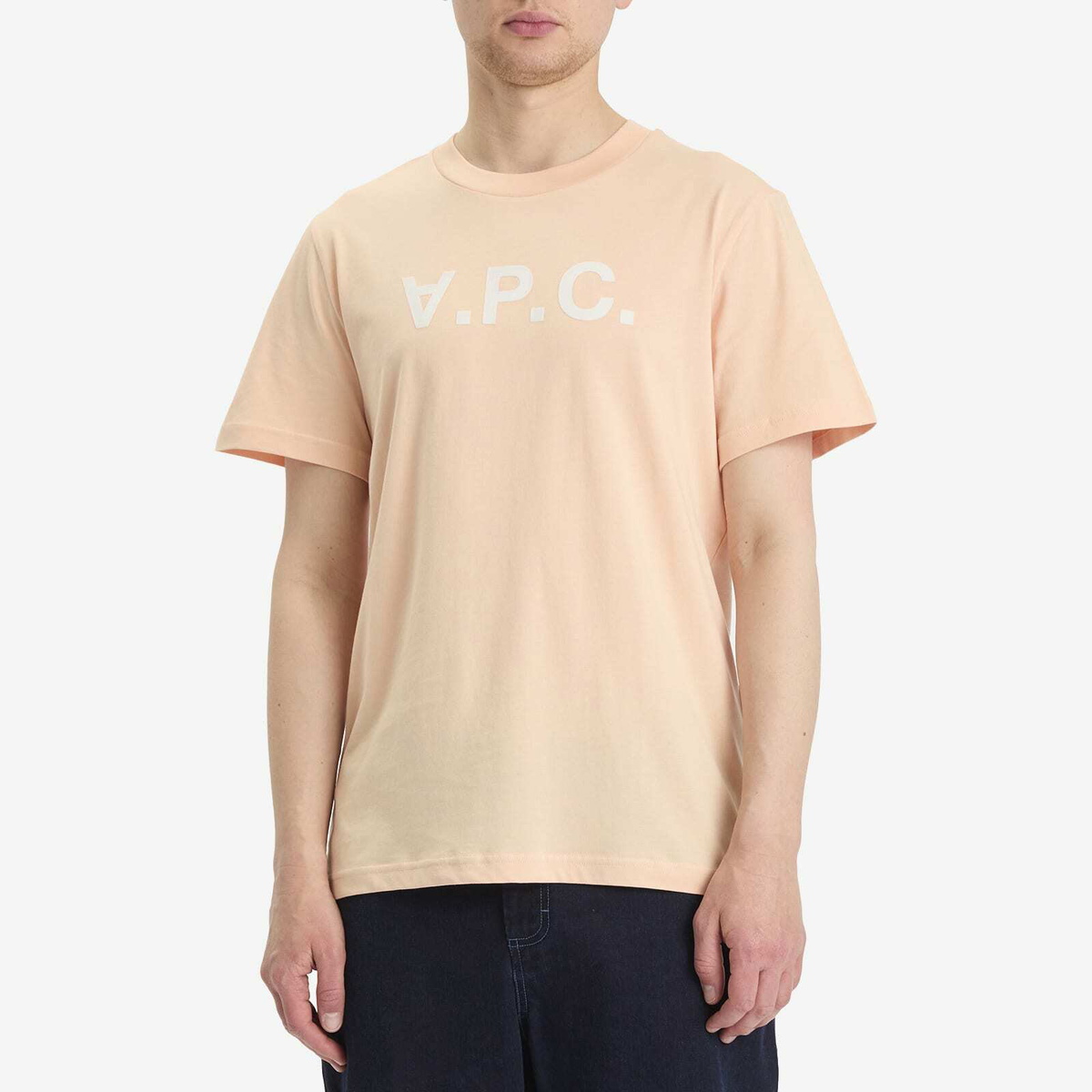 A.P.C. Men's VPC Logo T-Shirt in Peach/White A.P.C.