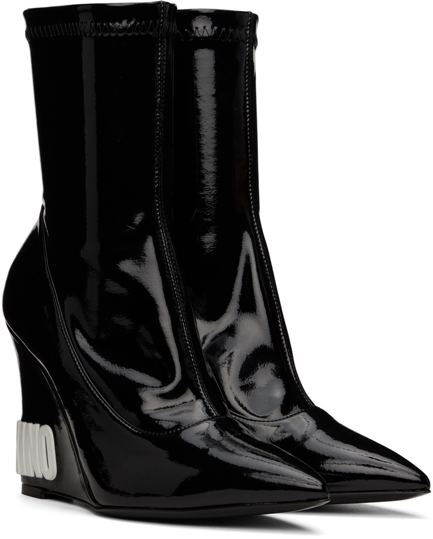 Moschino Black Wedge Ankle Boots Moschino