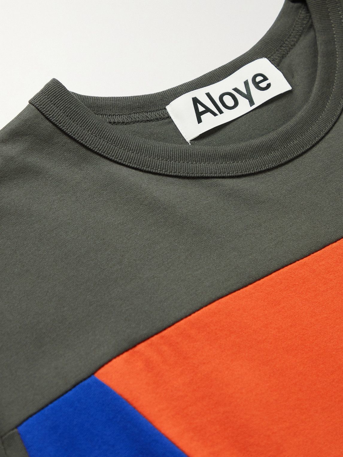 Aloye - Colour-Block Panelled Cotton-Jersey T-Shirt - Gray Aloye