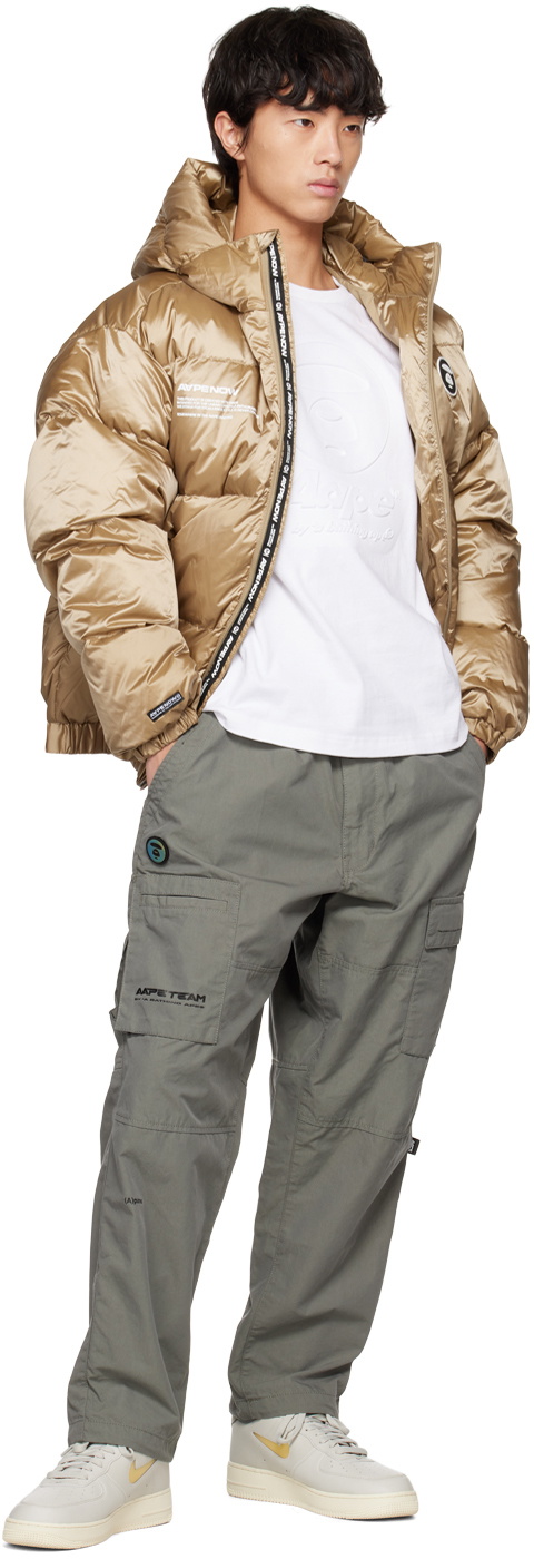 AAPE by A Bathing Ape Gold Hooded Down Jacket AAPE by A Bathing Ape