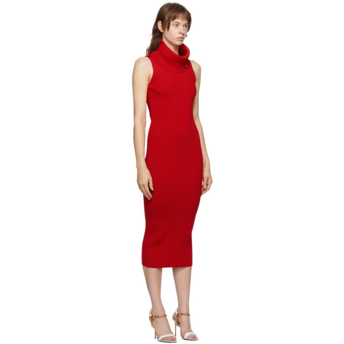 Balmain Red Rib Knit Dress Balmain