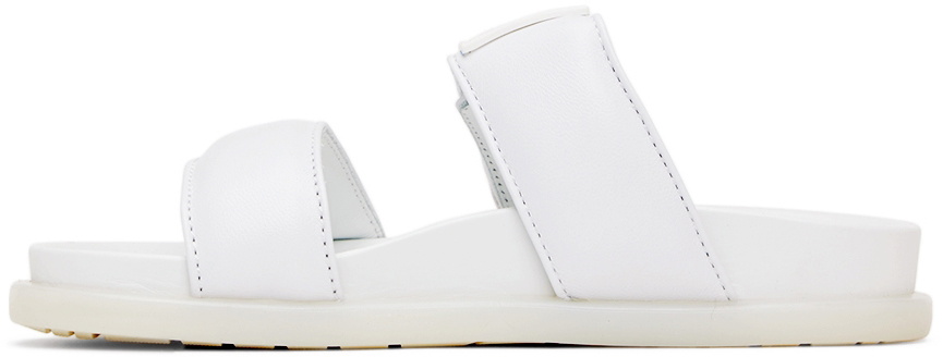 MM6 Maison Margiela Kids White Leather Slides MM6 Maison Margiela