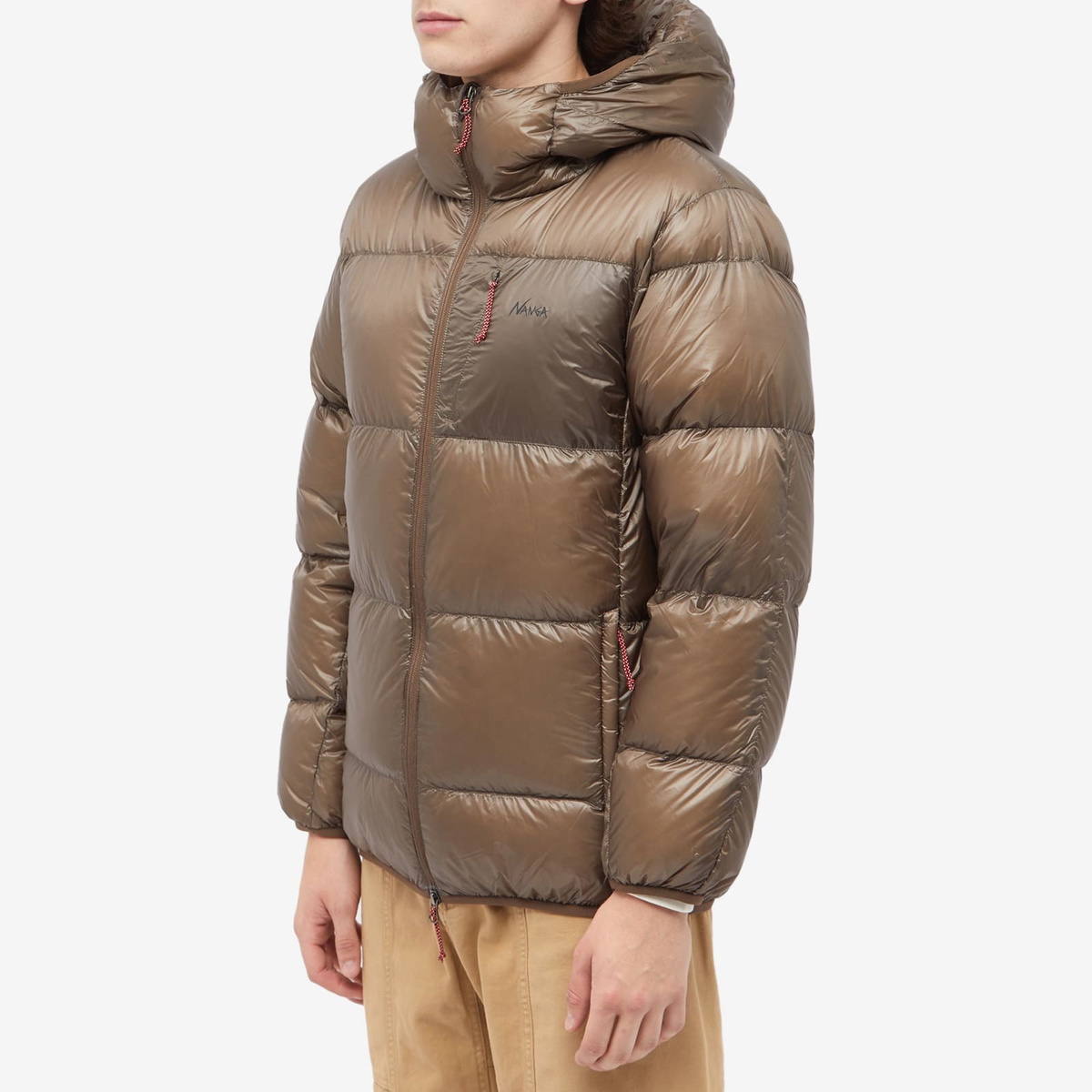 Nanga Men's Mountain Lodge Down Hooded Jacket in Mocha Nanga