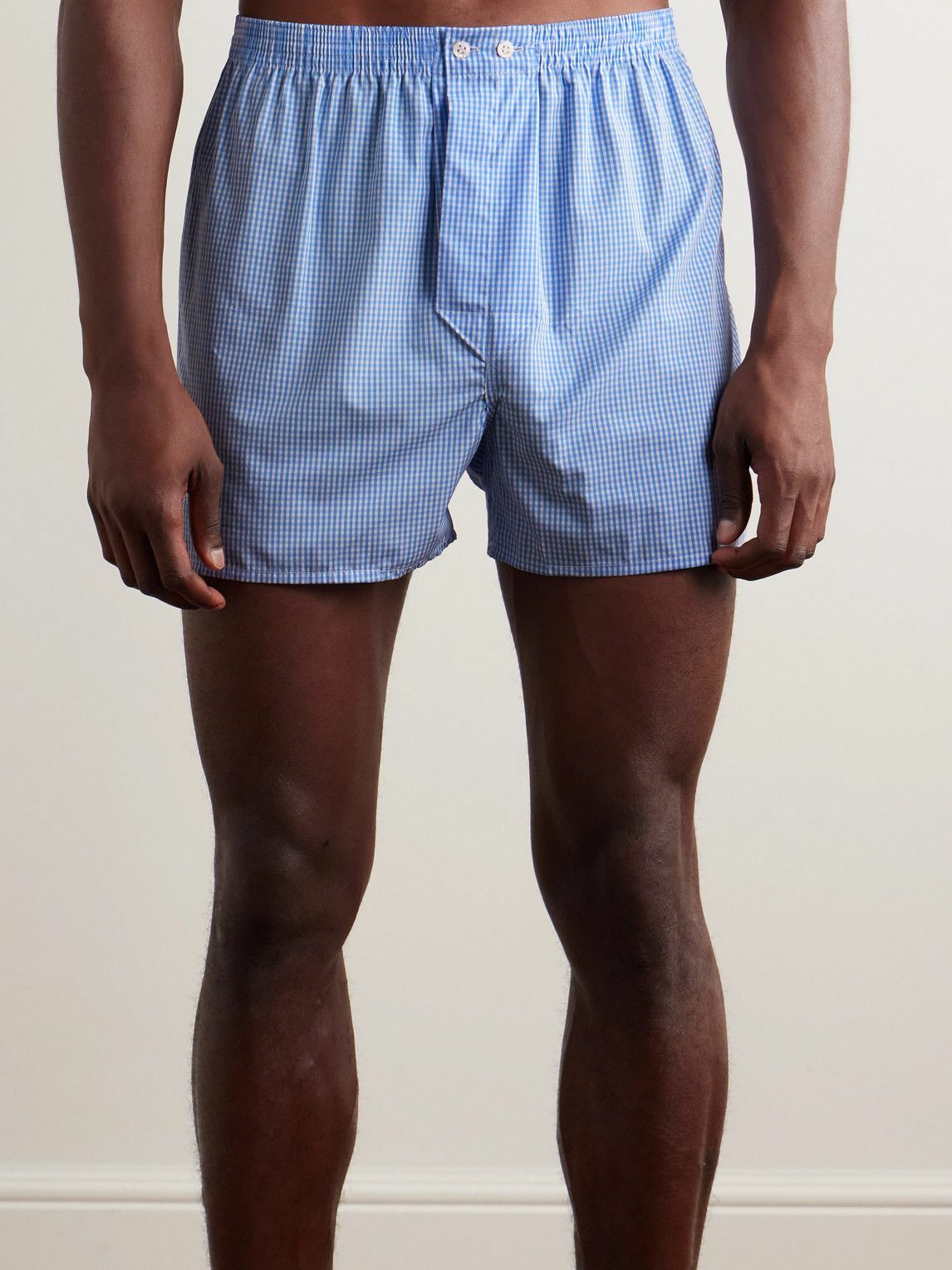 Derek Rose - Gingham Cotton Boxer Shorts - Blue Derek Rose