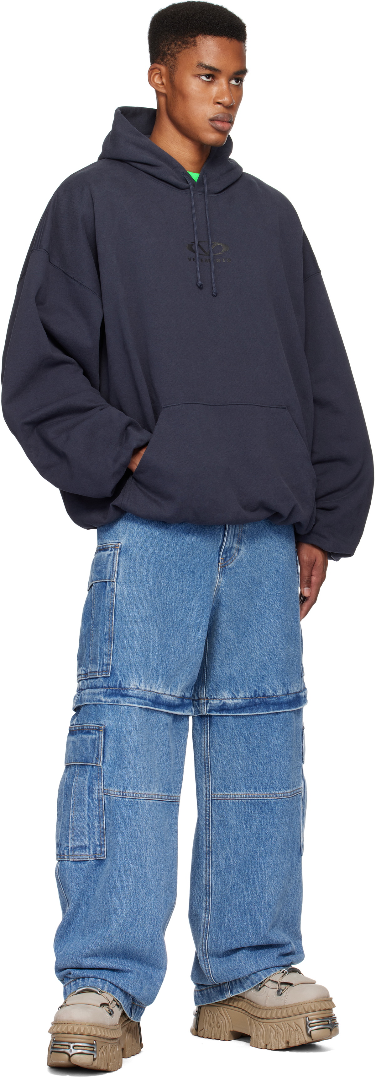 VETEMENTS Blue Convertible Denim Cargo Pants Vetements