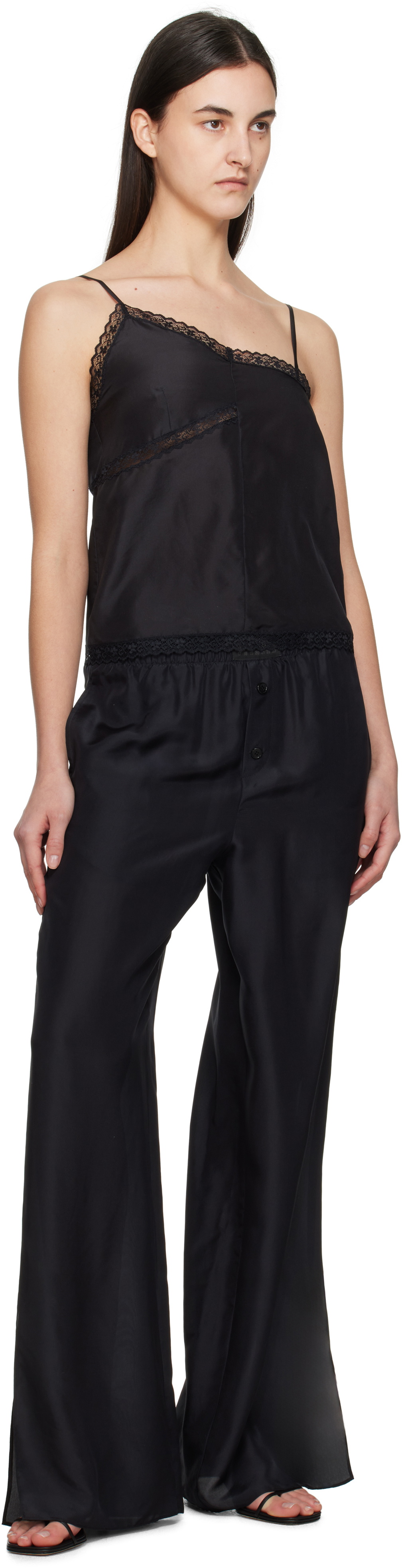 MM6 Maison Margiela Black Light Silk Pyjama Pants MM6 Maison Margiela