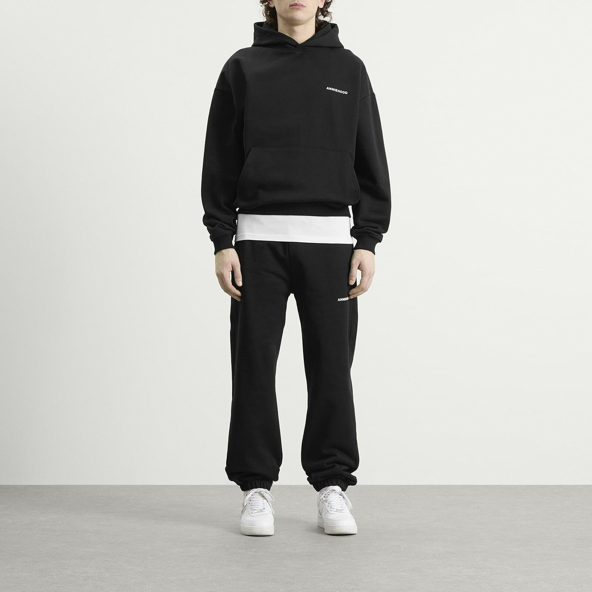 ANNIE HOOD Men's Mini Logo Hoodie in Black ANNIE HOOD