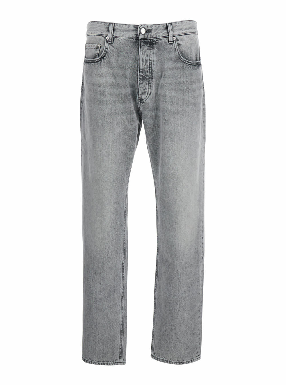Icon Denim Grey Pants With Belt Loops And Rear Logo Patch In Denim Man ...
