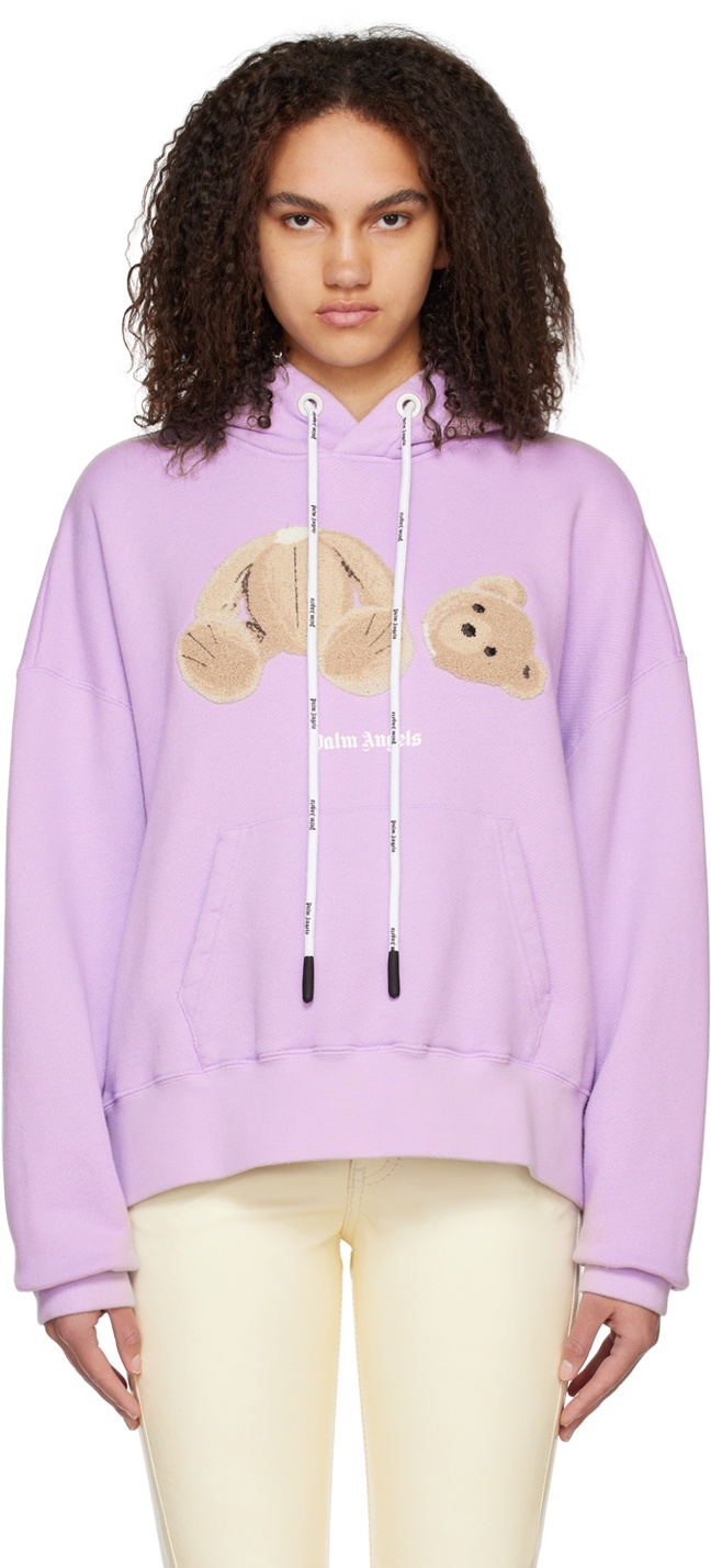 Palm Angels Purple PA Bear Hoodie Palm Angels