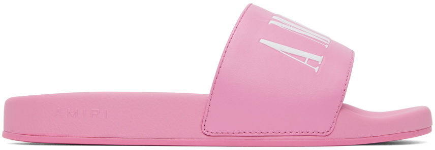 AMIRI Kids Pink Logo Pool Slides Amiri