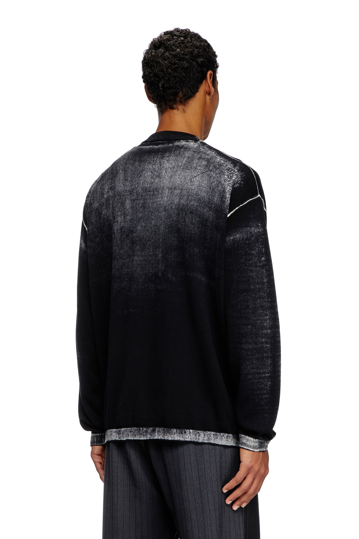 Diesel Reverse-print cotton cardigan - Knitwear Mens in Black Diesel