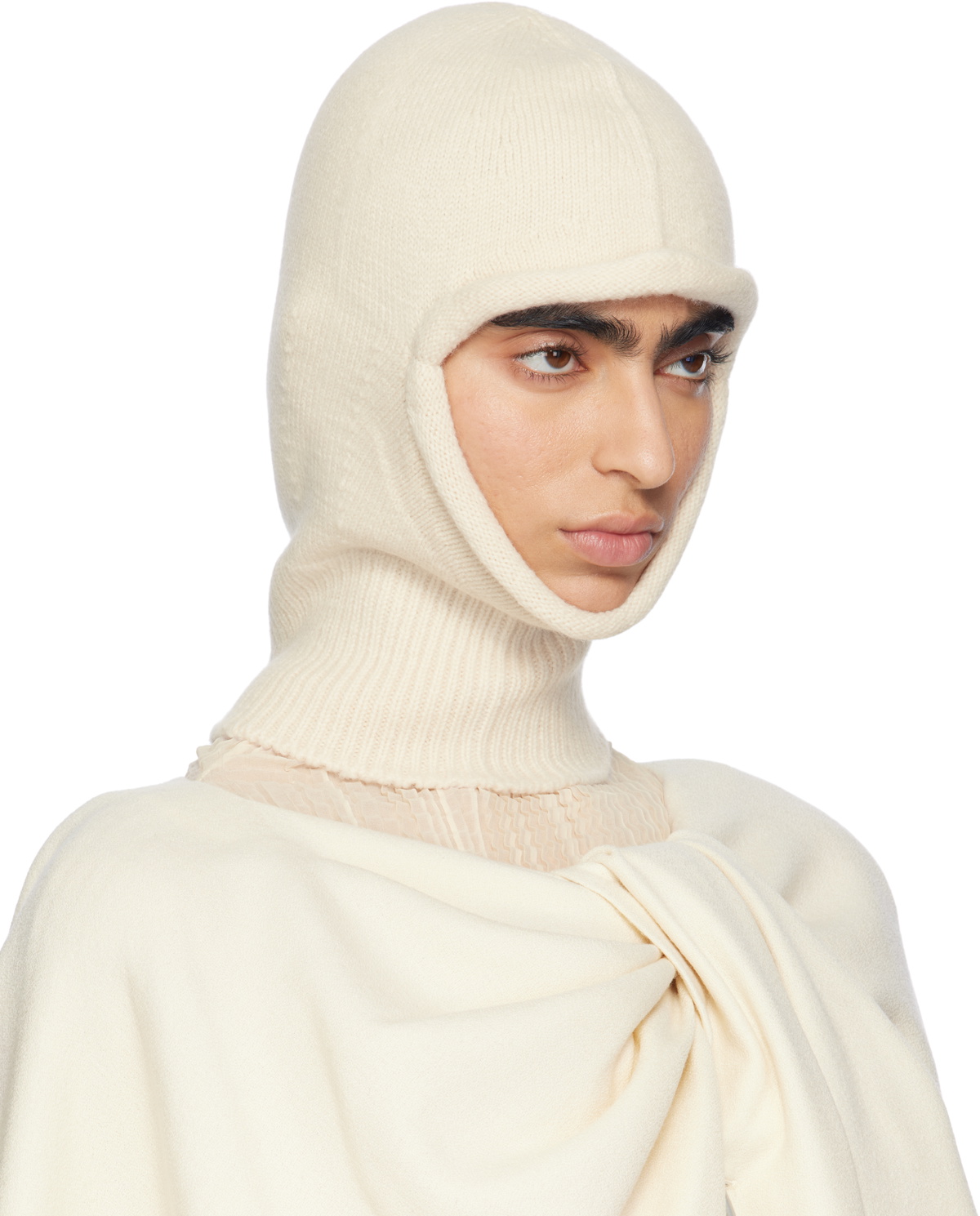 ISSEY MIYAKE Off-White Chunky Wool Balaclava Issey Miyake Men