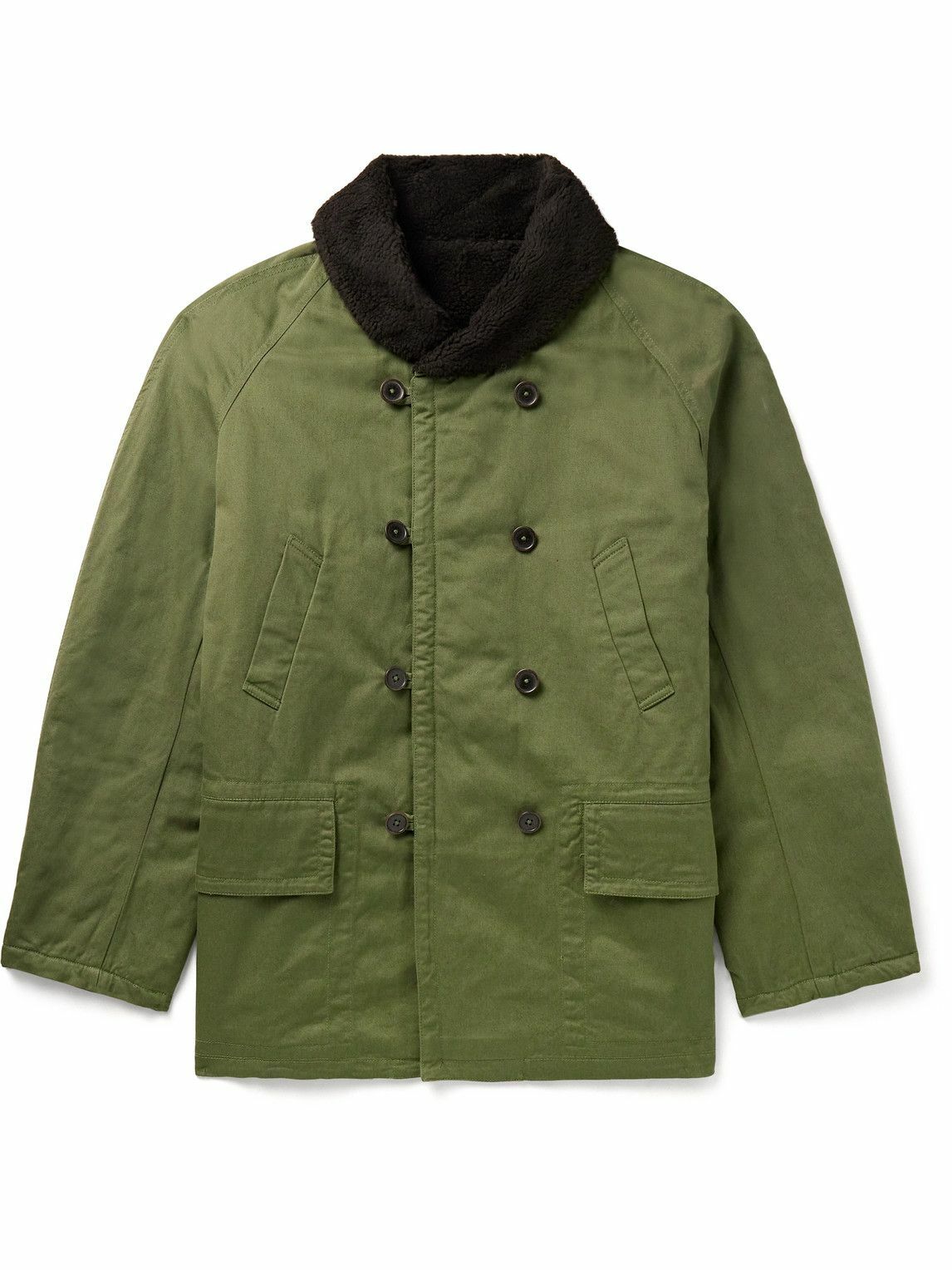 Universal Works - Reversible Double-Breasted Sherpa-Trimmed Cotton ...