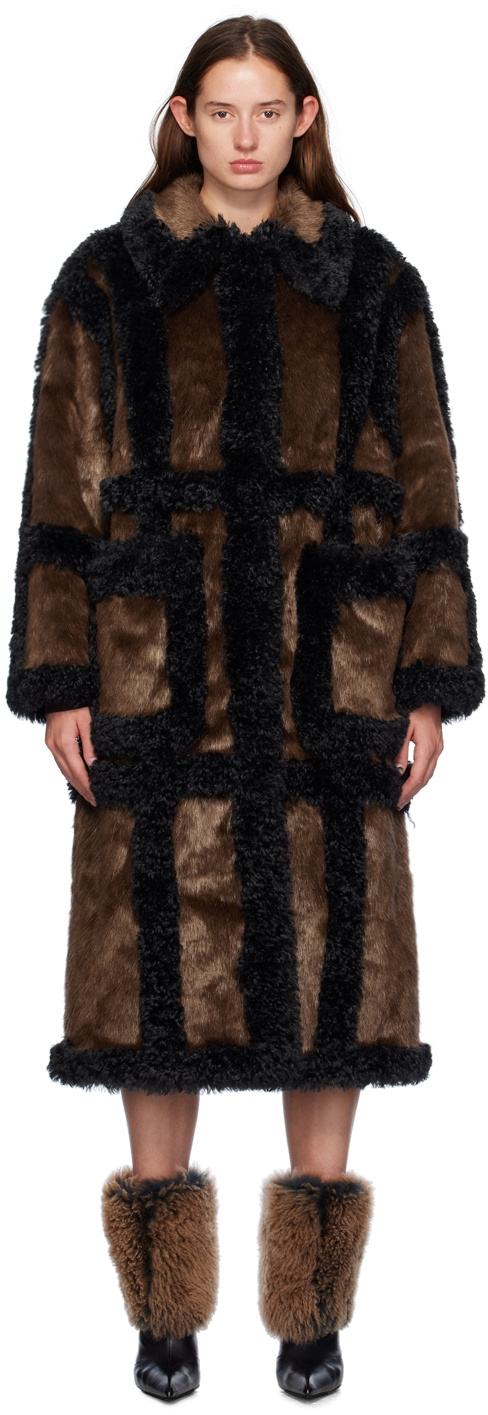 Stand Studio Brown & Black Hayden Faux-Fur Coat Stand Studio