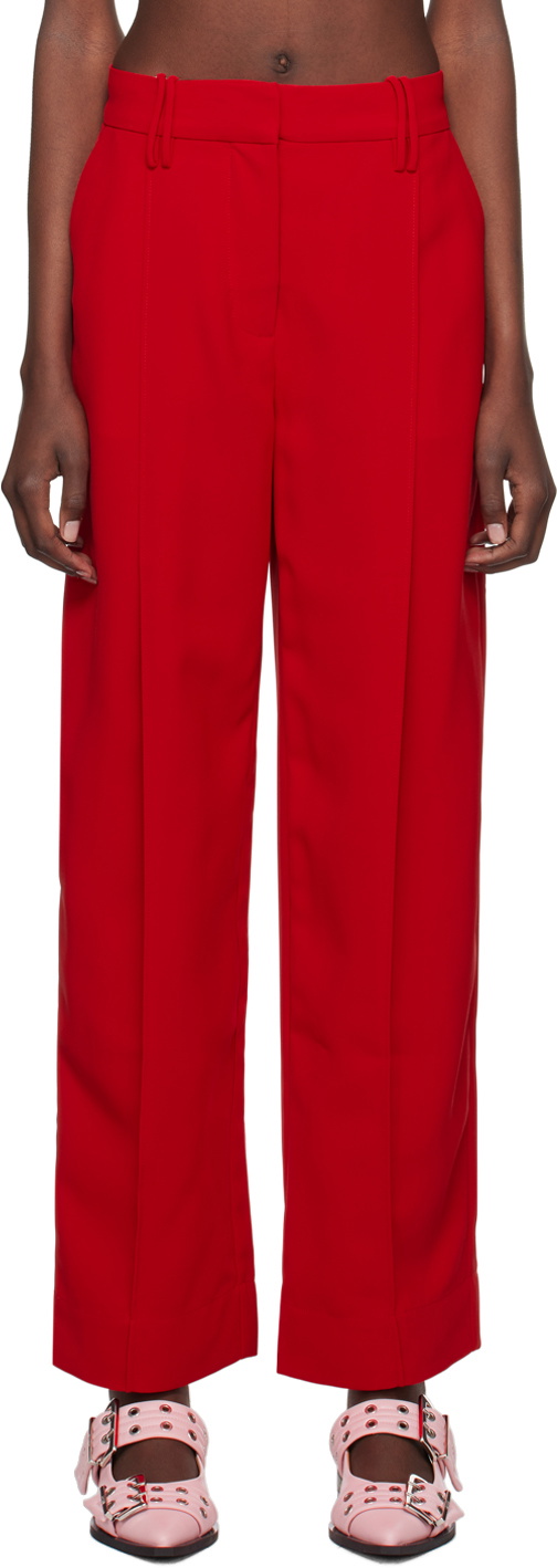 GANNI Red Twill Suiting Trousers GANNI