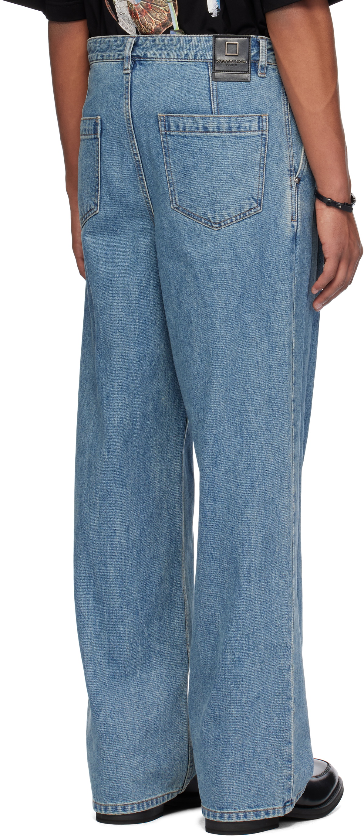 WOOYOUNGMI Blue One-Tuck Semi Wide Jeans Wooyoungmi