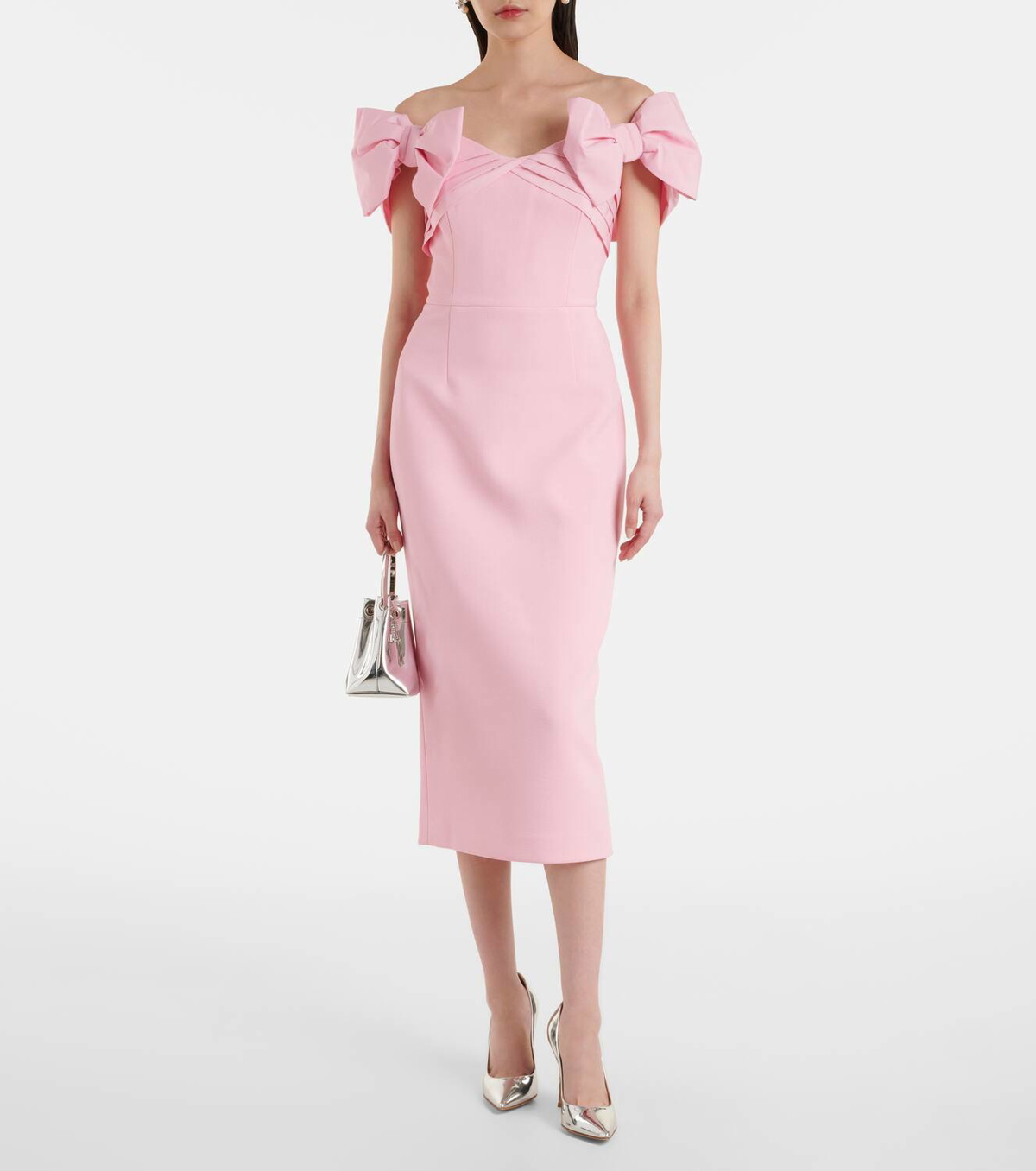 Rebecca Vallance Isabella bow-detail crêpe midi dress Rebecca Vallance