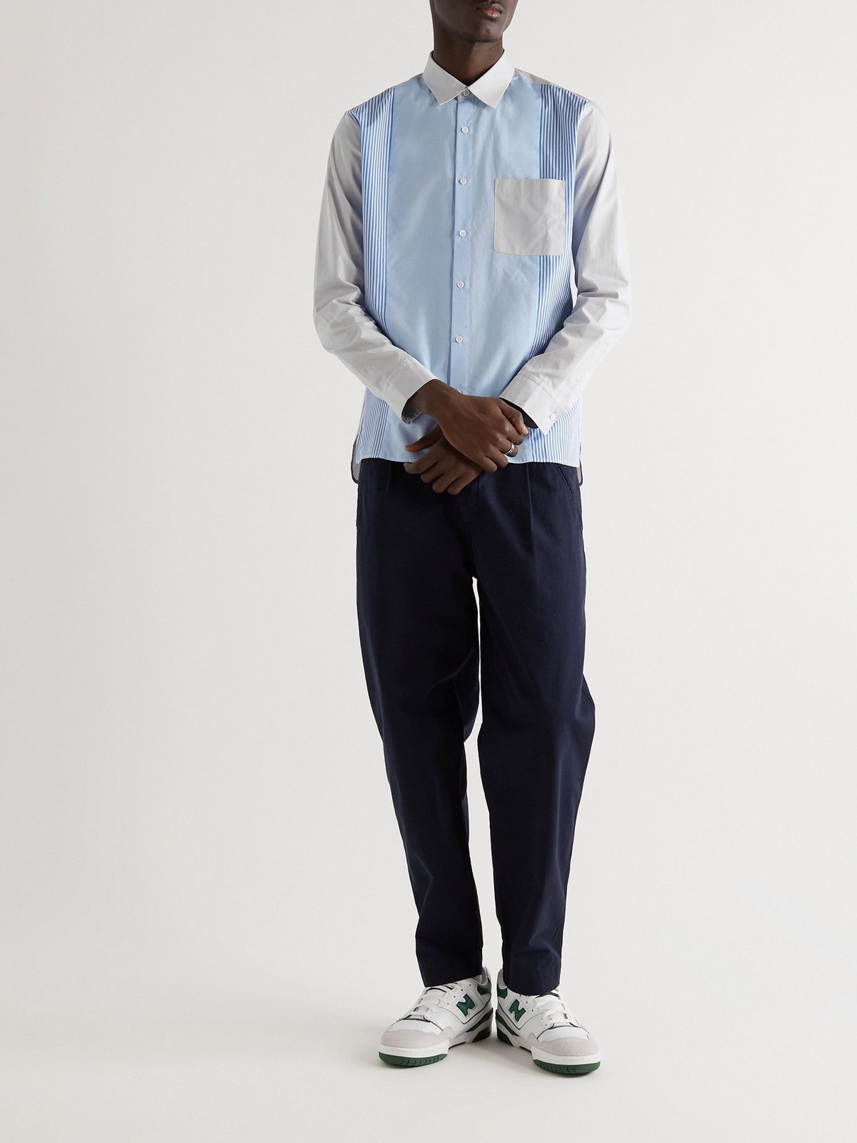 Aloye - Panelled Cotton-Poplin Shirt - Blue Aloye