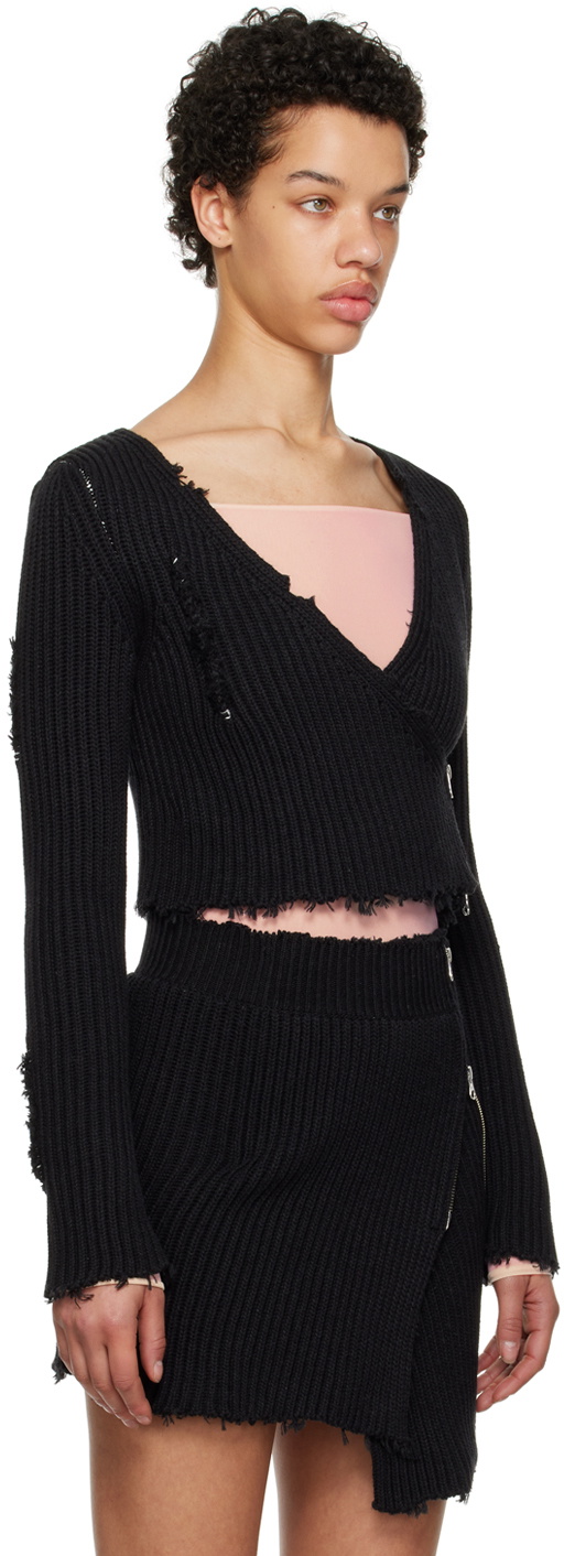 MM6 Maison Margiela Black Distressed Sweater MM6 Maison Margiela