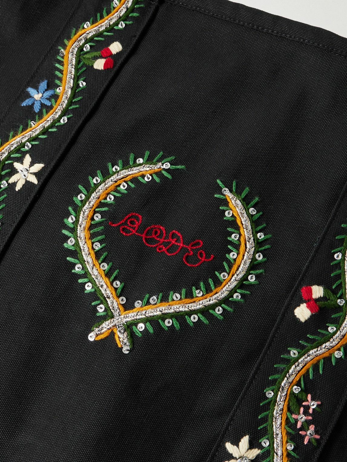 BODE - Alpineflower Embellished Cotton-Canvas Tote Bag Bode