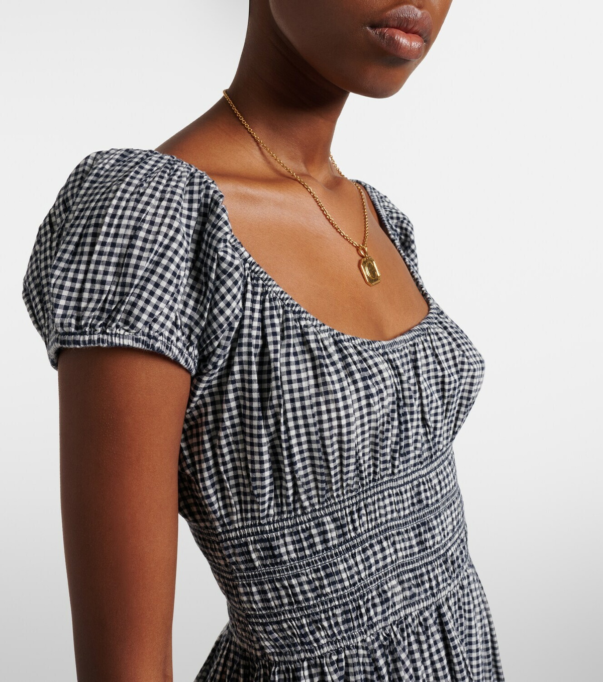 Dôen Quinley gathered gingham cotton midi dress DÔEN