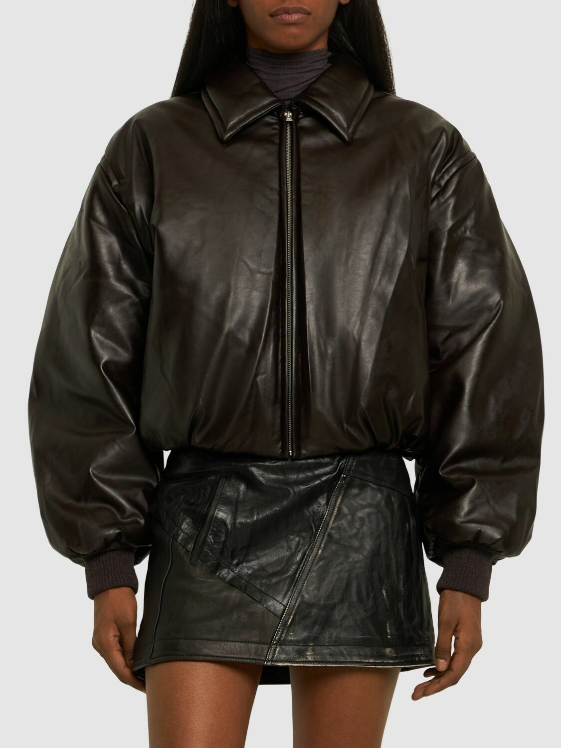 ACNE STUDIOS Faux Leather Puffer Bomber Jacket Acne Studios