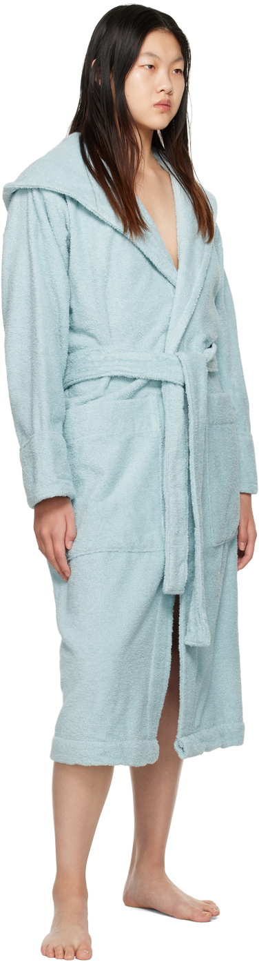 Tekla Blue Oversized Hooded Bathrobe Tekla Fabrics