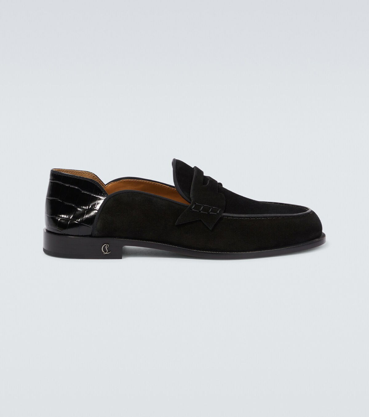 Christian Louboutin Penny No Back suede and croc-effect loafers ...