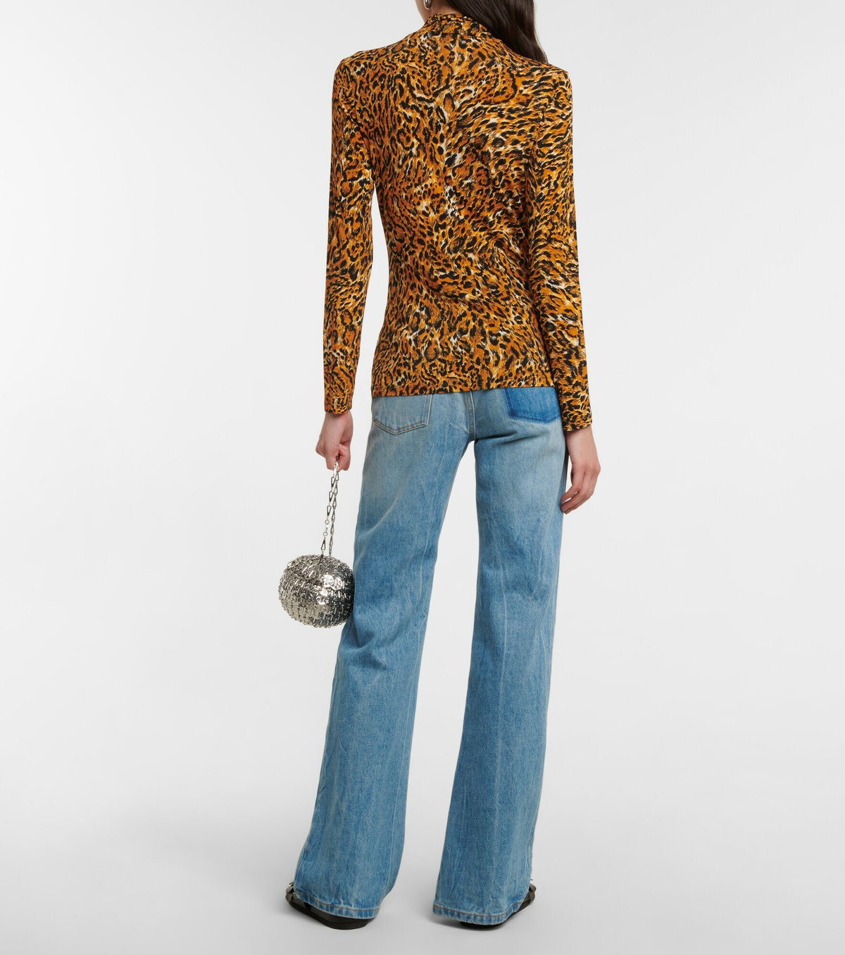 Paco Rabanne - Leopard-print high-neck jersey top Paco Rabanne