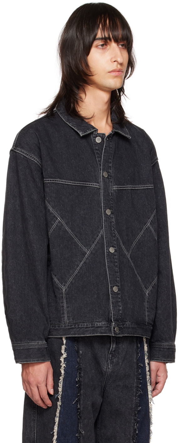 JieDa Black Panel Denim Jacket JieDa