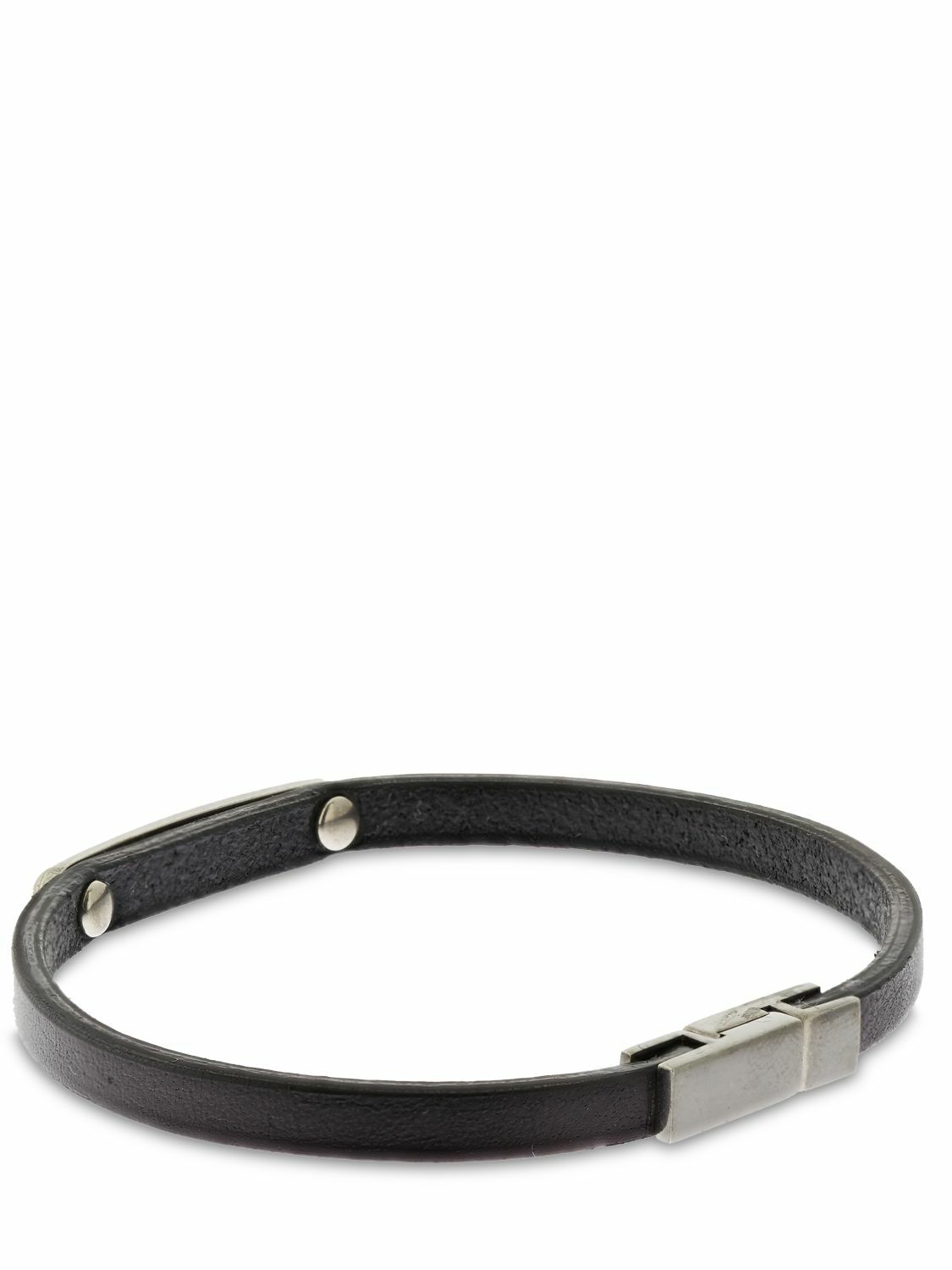 SAINT LAURENT - Ysl Logo Tag Leather Bracelet Saint Laurent