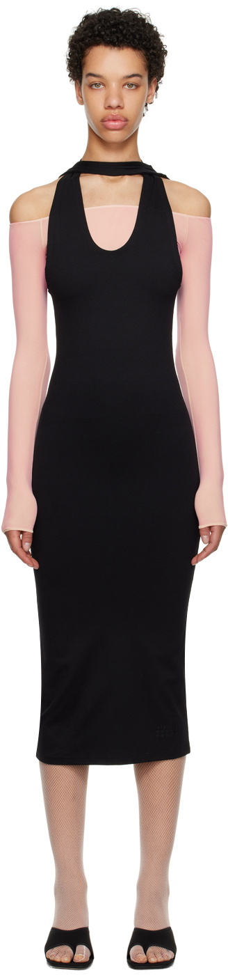MM6 Maison Margiela Black Halter Midi Dress MM6 Maison Margiela
