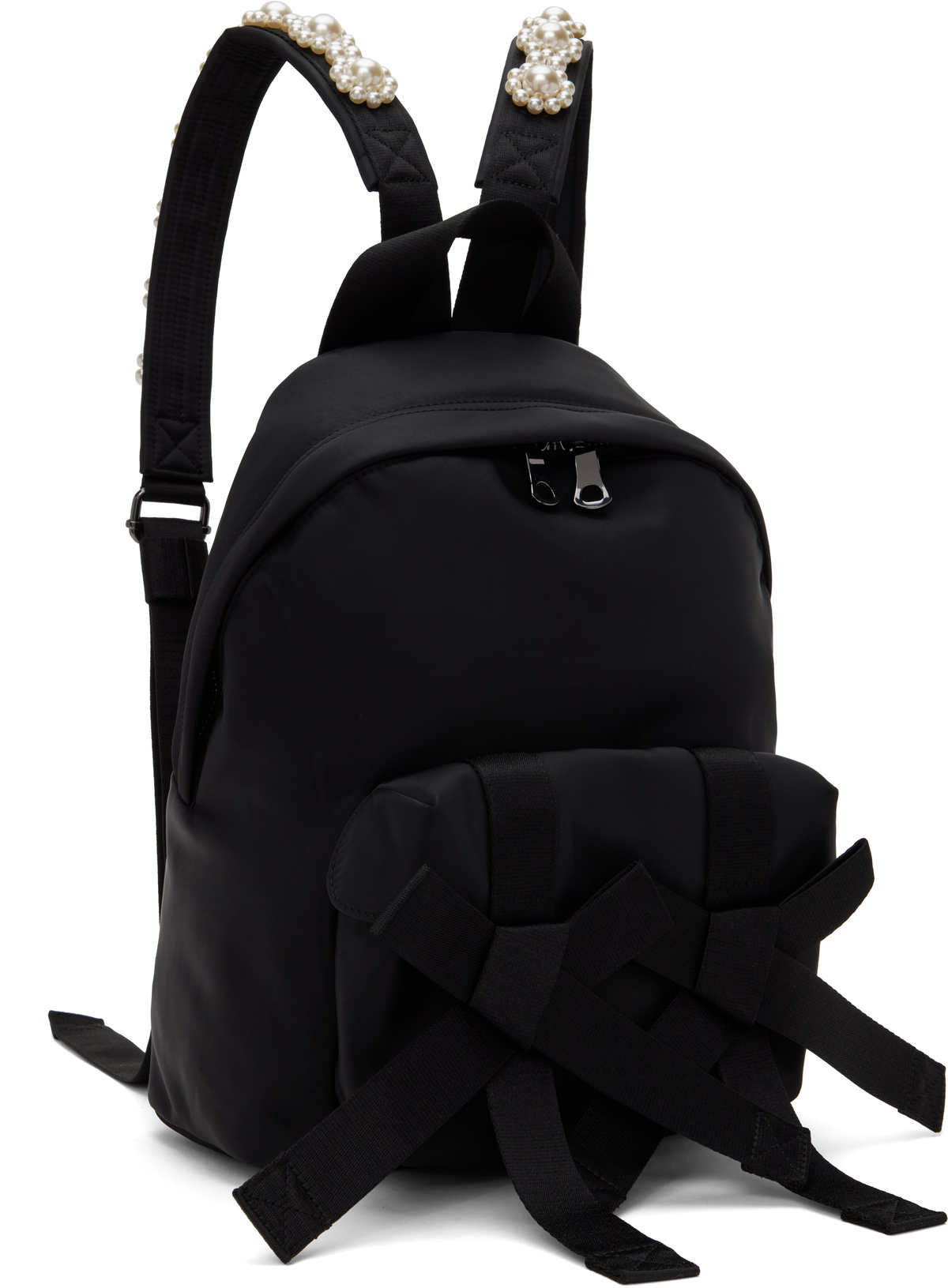 Simone Rocha Black Beaded Utility Bow Backpack Simone Rocha