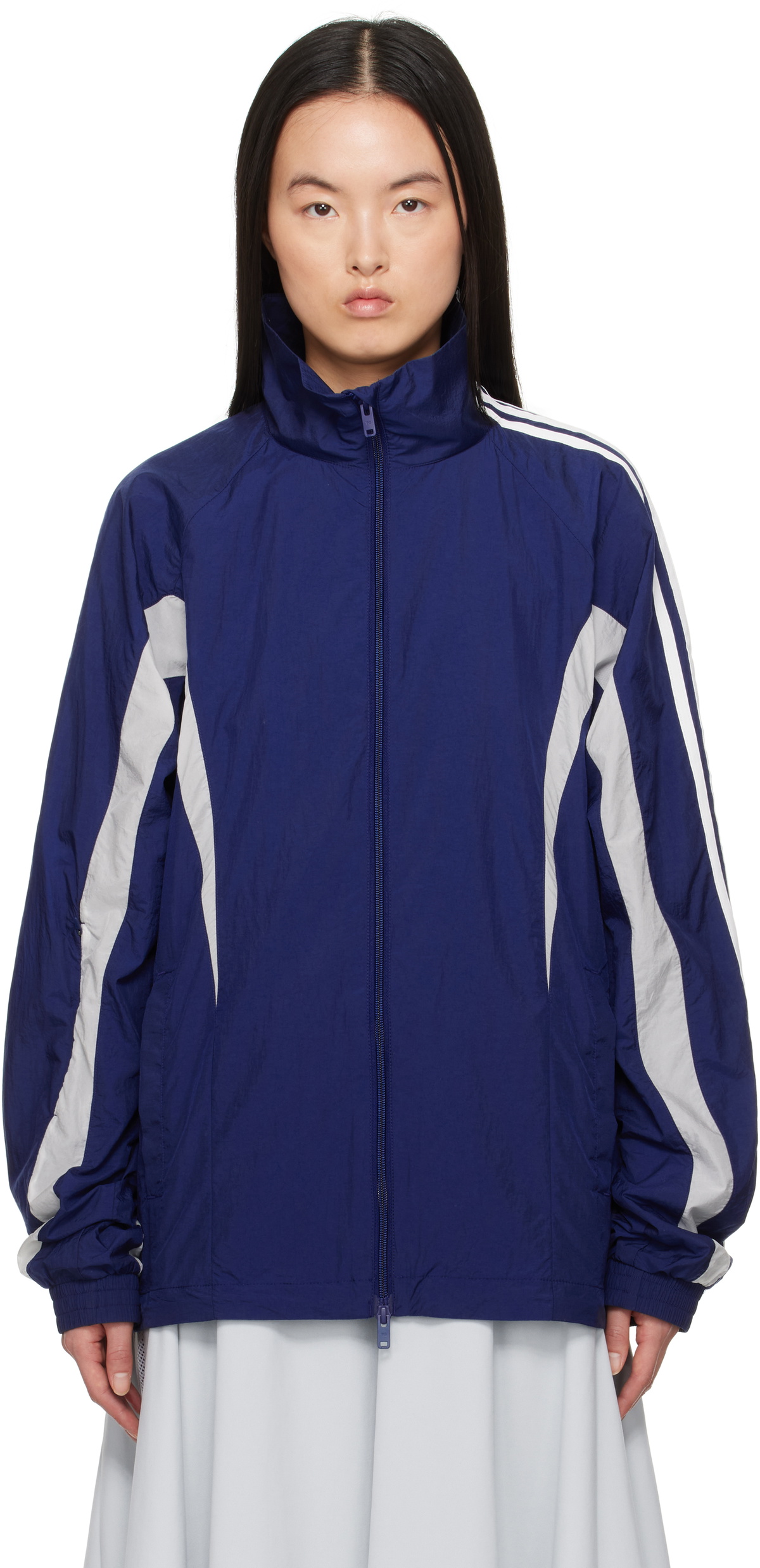 Y-3 Blue 3-Stripes Nylon Shell Jacket Y-3