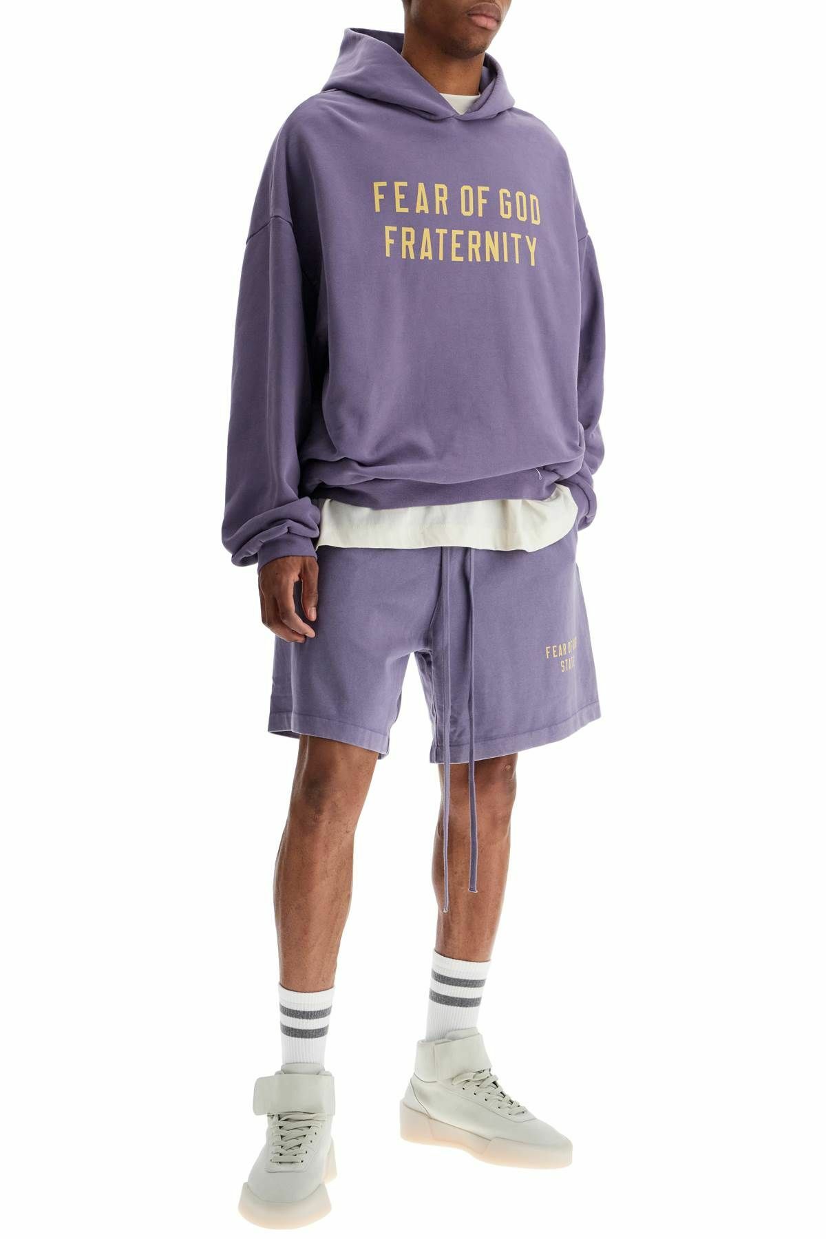 FEAR OF GOD ESSENTIALS heavy jersey soccer shorts Purple Fear Of God ...