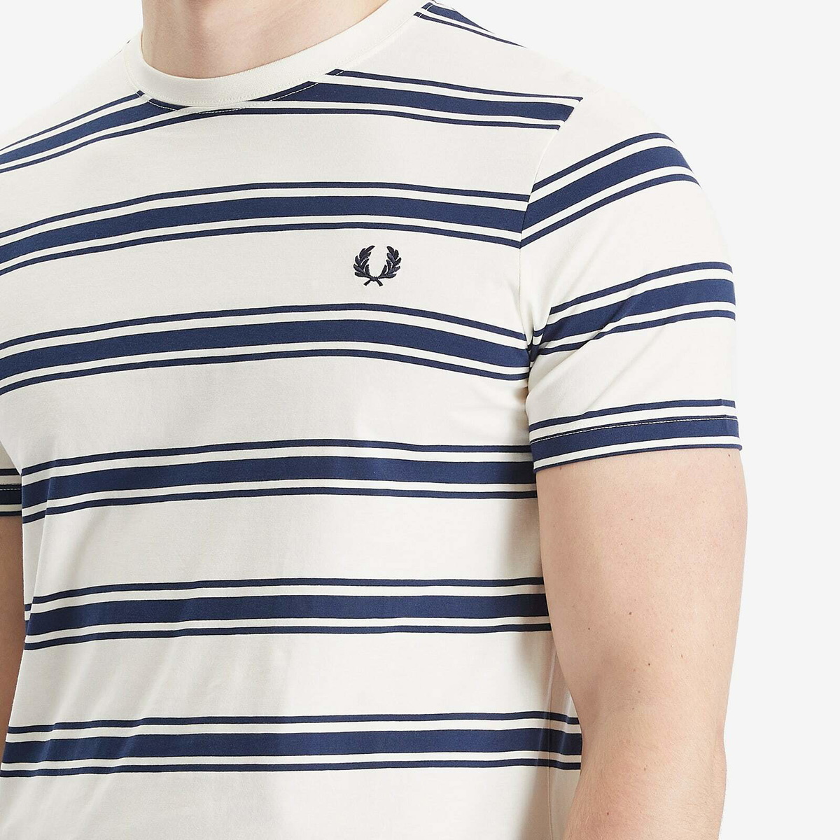 Fred Perry Men's Fine Stripe T-Shirt in Ecru Fred Perry