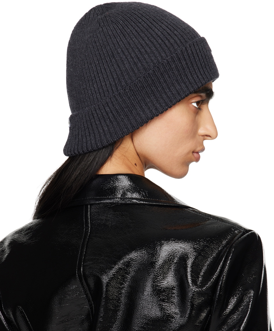 Courrèges Gray Ribbed Wool Beanie Courreges