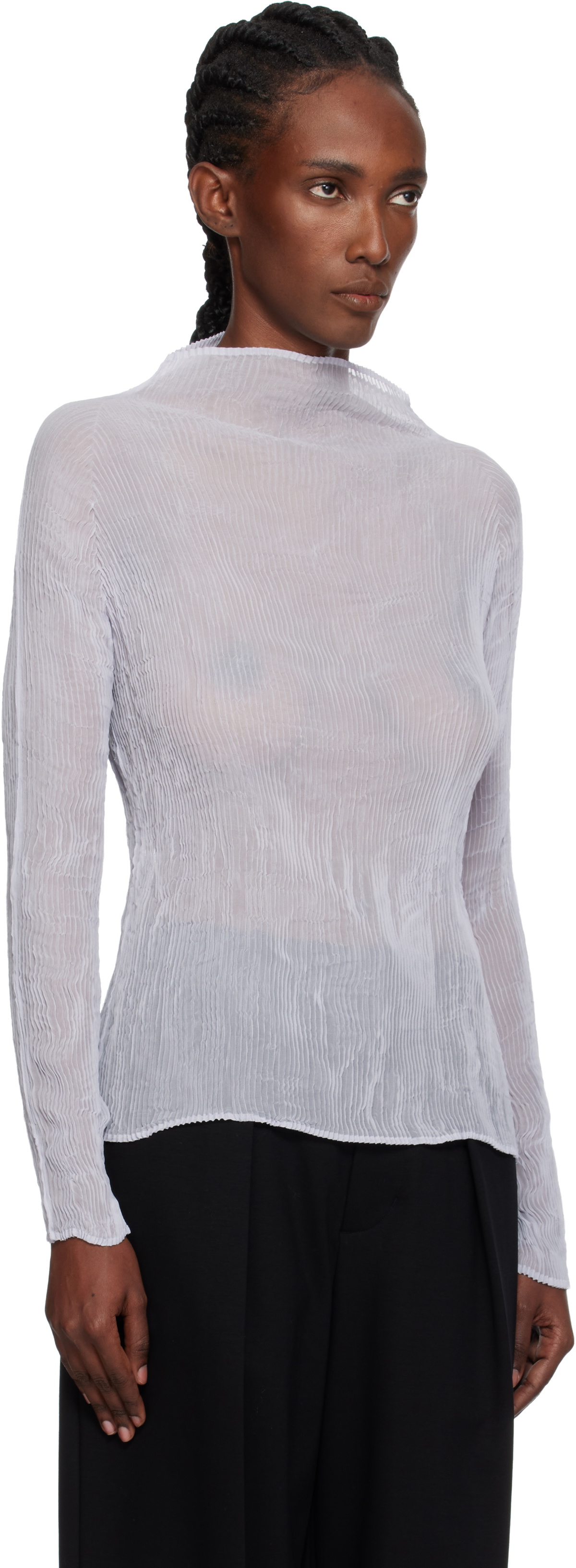 ISSEY MIYAKE Purple Chiffon Twist Top Issey Miyake Men