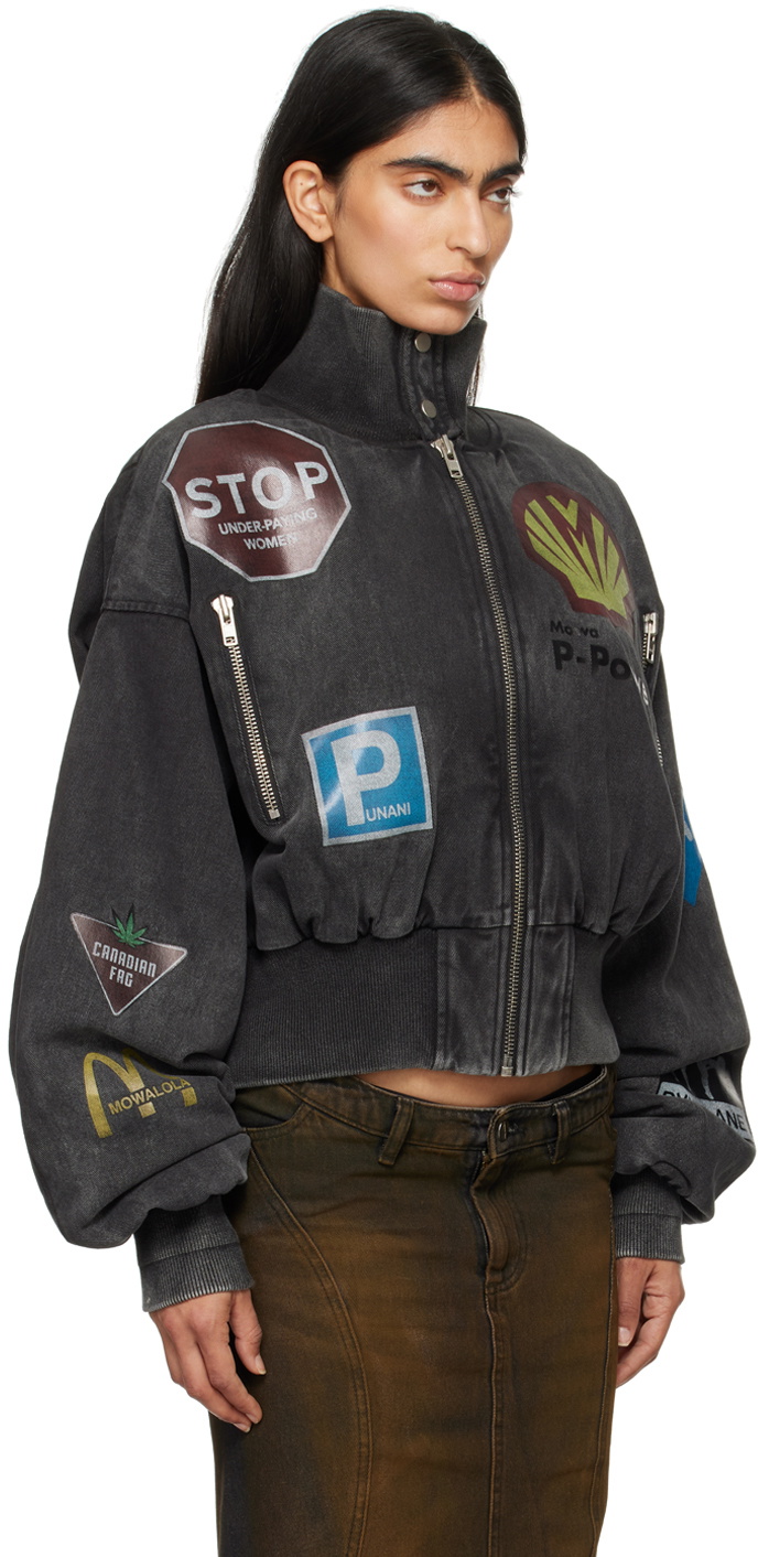Mowalola Gray Crash Bomber Jacket Mowalola Mowalola Gray Crash Bomber Jacket Mowalola