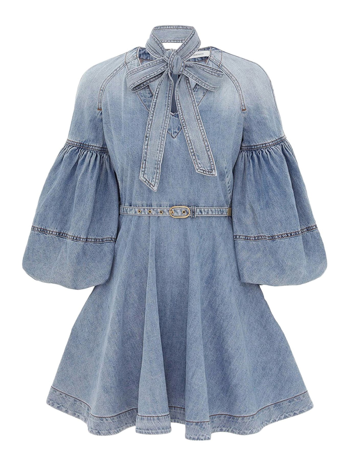 Zimmermann Mini Denim Dress With Neck Ties Zimmermann