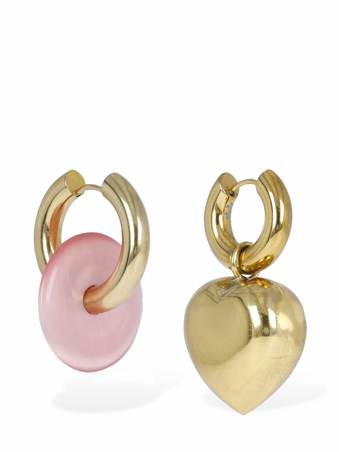 Timeless Pearly Heart And Disc Mismatched Earrings Timeless Pearly