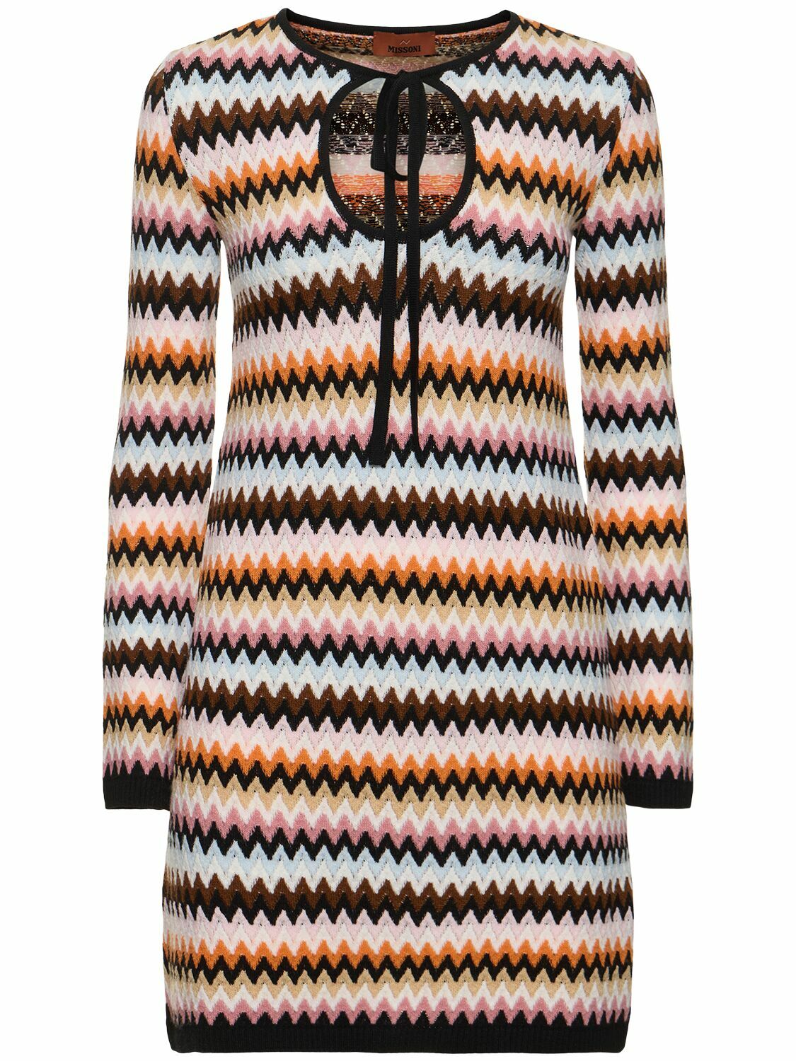 MISSONI Striped Wool Knit Long Sleeve Mini Dress Missoni
