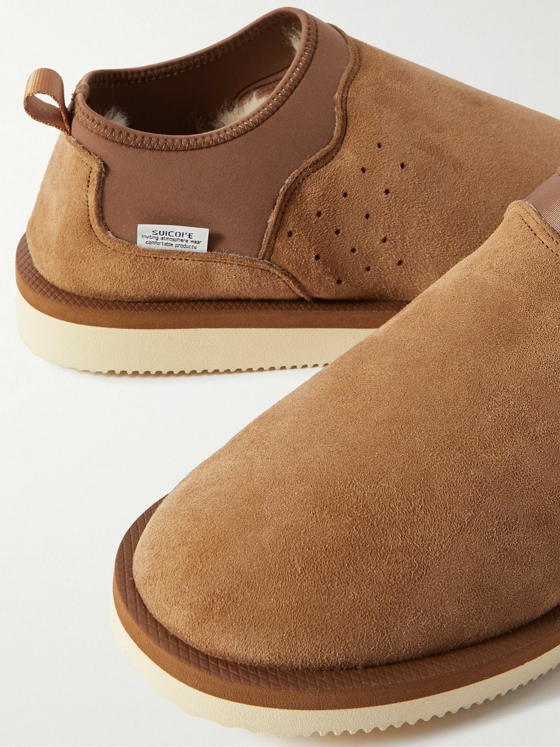 Suicoke - RON-M2ab-MID Shearling-Lined Suede and Jersey Slippers ...