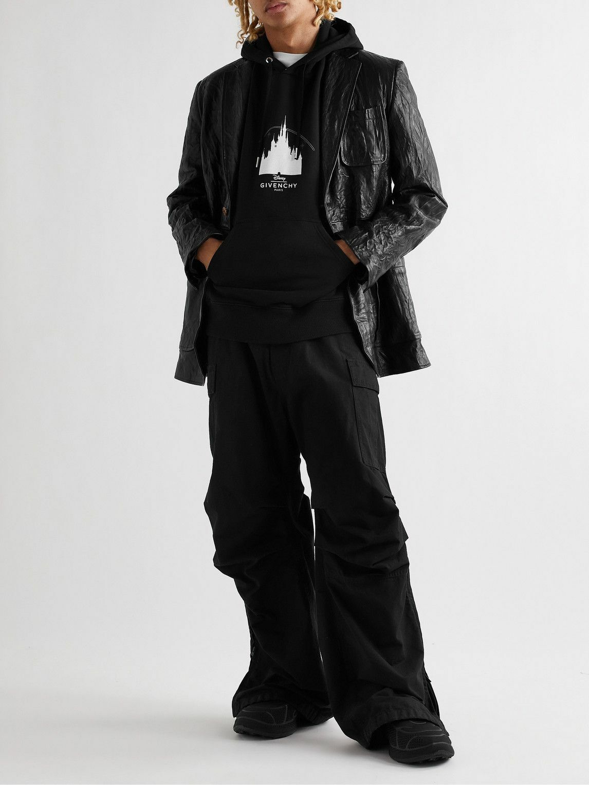 Givenchy - Disney Logo-Print Cotton-Jersey Hoodie - Black Givenchy